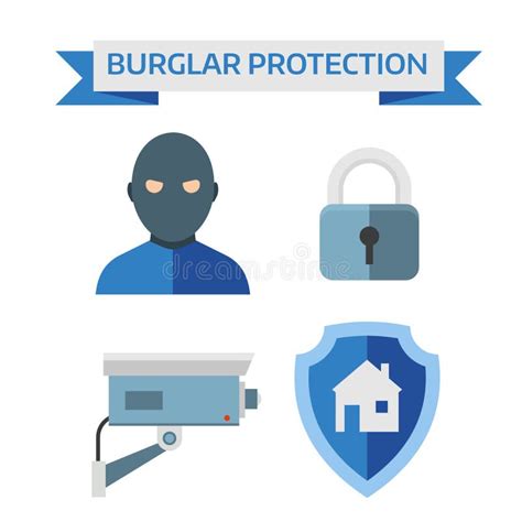 Illustration Of Vector Flat Design Composition With Home Security Icons