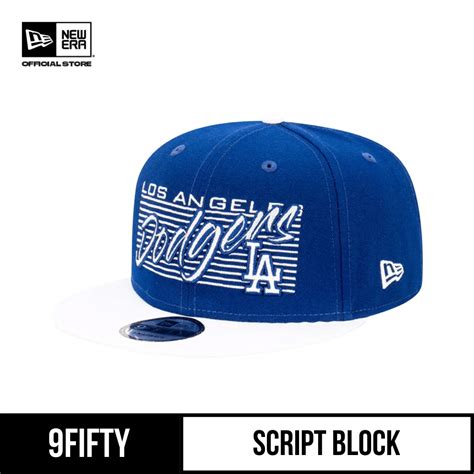 New Era 9fifty Los Angeles Dodgers Script Block Blue Snapback Cap