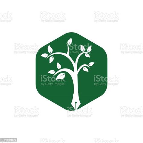트리 펜 벡터 로고 디자인 템플릿입니다 작가 와 자연 로고 개념 개념에 대한 스톡 벡터 아트 및 기타 이미지 개념 개념과