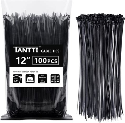 Zip Ties 12 Inch Black Zip Ties 100 Pack 40lb Cable Ties Self