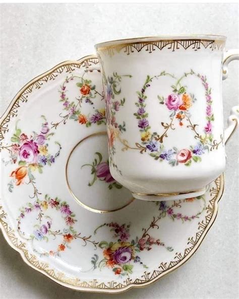 Antique China Tea Cups With Floral Designs