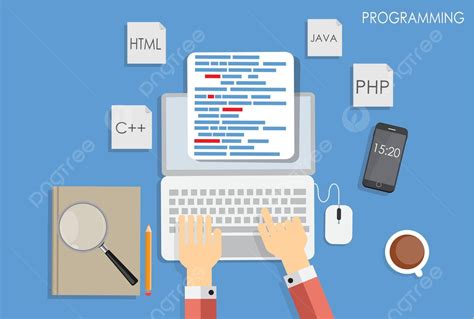 programming coding flat concept vector illustration php office