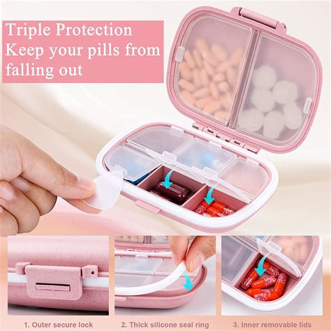 2 Pack Moisture Proof Travel Pill Organizer With 8 Compartments
