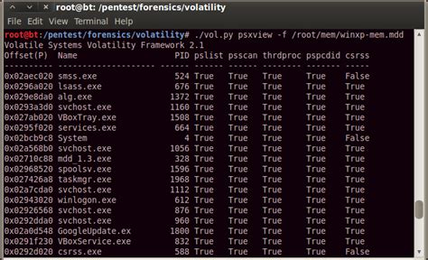 The Evil Bit Blog Backtrack Forensics Memory Analysis With Volatility
