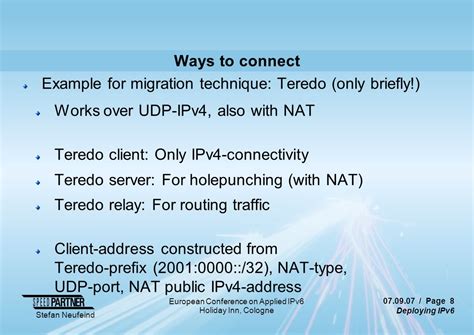 Page Deploying IPv Stefan Neufeind European Conference On Applied IPv Holiday Inn Cologne