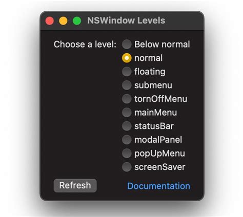 a small example on using nswindow level in swiftui on macos