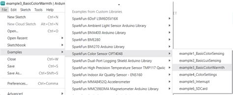 arduino examples sparkfun tristimulus color sensor opt4048dtsr