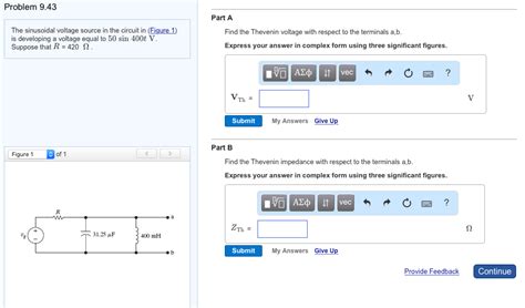 solved problem 9 43 part a the sinusoidal voltage source in