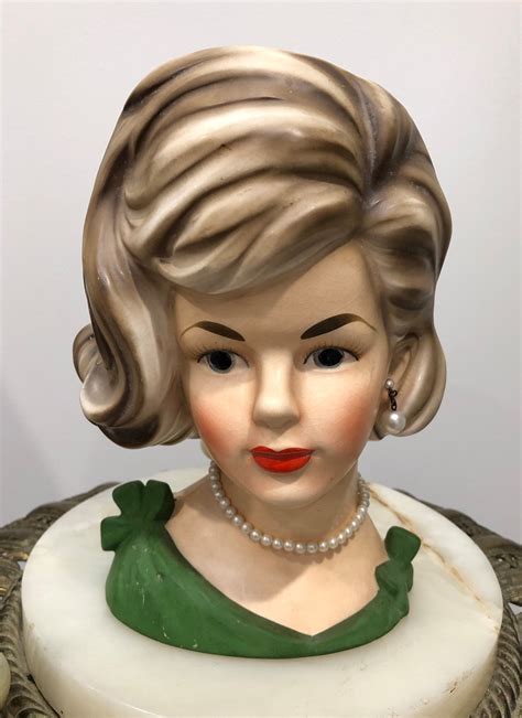 Vtg 1960s Parma Lg Lady Head Vase In Pearls Etsy