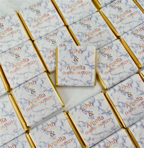 Set Of 50 Personalized Wedding Chocolate Custom Chocolate Wedding Favors For
