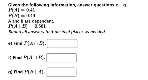 solved given the following information answer questions e