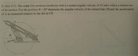 The Crank Oa Revolves Clockwise With A Constant