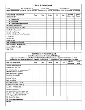 Fillable Online Daily Activity Report Pure Team Global Fax Email Print PdfFiller