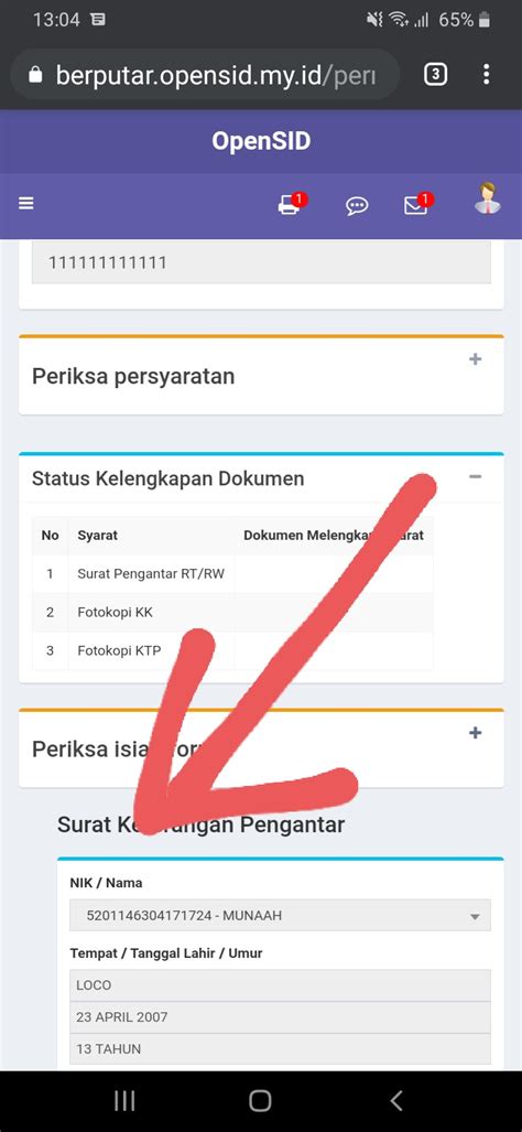 Layanan Mandiri Tampilan Permohonan Surat Kurang Menjorok Ke Kiri