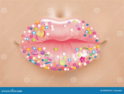 Shiny Candy Lips Stock Vector Illustration Of Glamour 69963474