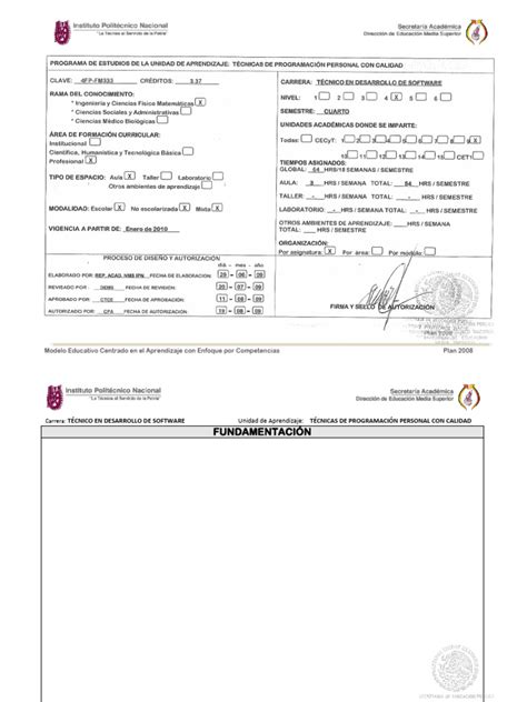 Tecnicas De Programacion Personal Con Calidad Tecnico En Desarrollo De