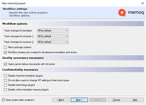 New Memoq Project Online Project