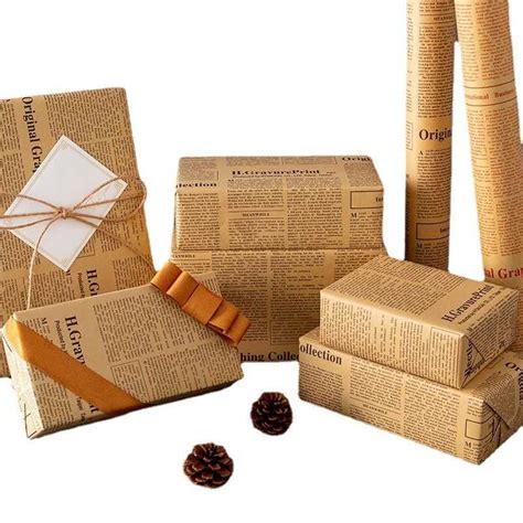 C 03กระดาษคราฟท์ลายหนังสือพิมพ์ แพ็ค20แผ่น 50x70cm กระดาษห่อของขวัญ ห่อช่อดอกไม้ สไตล์วินเทจ