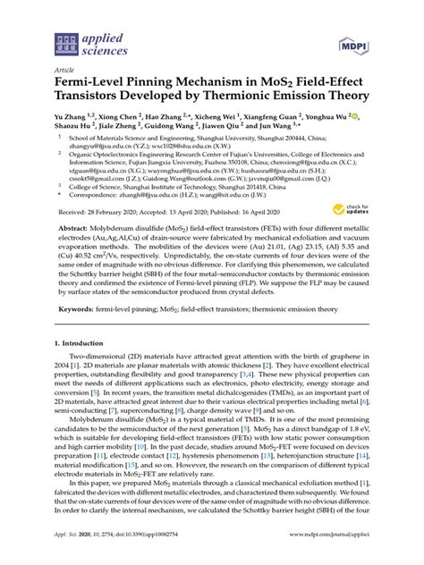 Important Document On Fermi Level Pining Effect In 2d Mosfets Pdf
