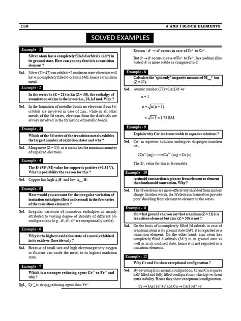 420389890 D And F Block Elements 1 Pdf Transition Metals