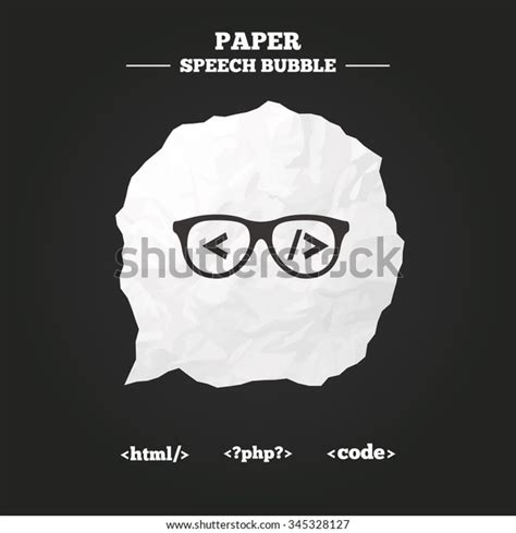 Programmer Coder Glasses Icon Html Markup Stock Vector Royalty Free