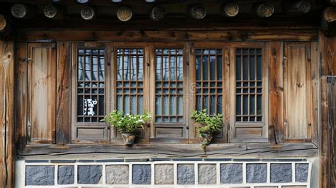 Traditional Korean Window Frame Old Background Wood Ai Generative Stock Image Image Of