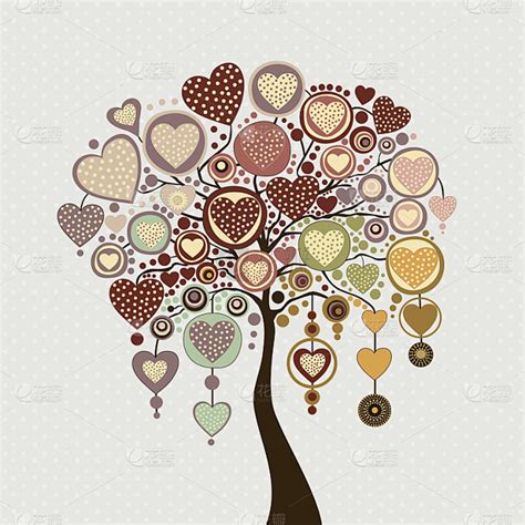 可爱的树，风格化的心