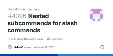 Nested Subcommands For Slash Commands · Discord Discord Api Docs