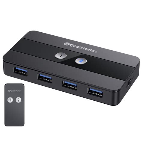 Cable Matters Dual 4k 60hz Usb C Kvm Switch For 2 Computers 2 Monitors With Rf Remote Control