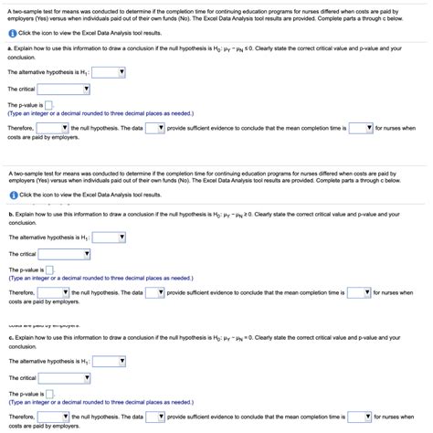 Solved I Excel Data Analysis Tool Results X No 8 T Test
