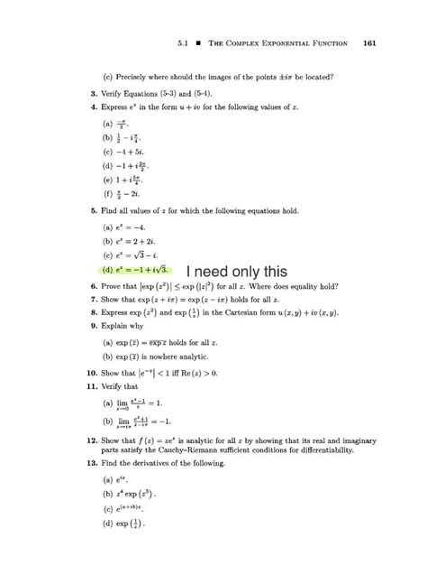 Solved THE COMPLEX EXPONENTIAL FUNCTION C Chegg