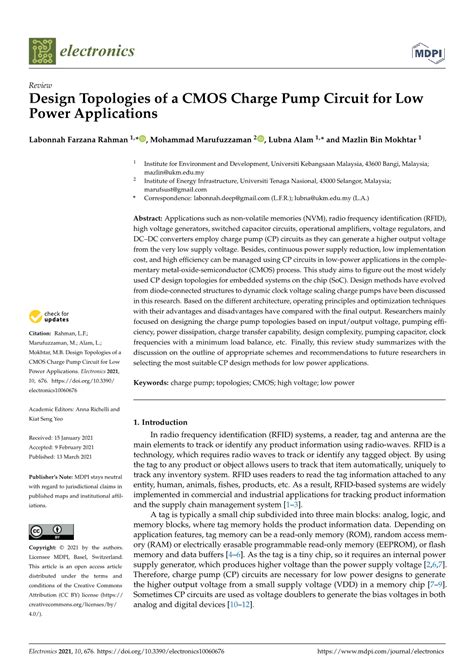 Design Topologies Of A Cmos Charge Pump Circuit For Low Power