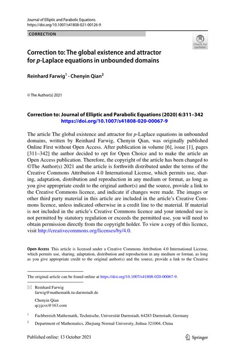 Pdf Correction To The Global Existence And Attractor For P Laplace
