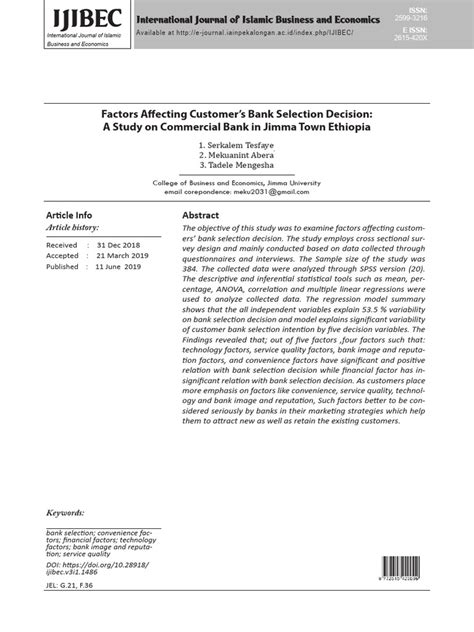 Factors Affecting Customers Bank Selection Decisi Pdf