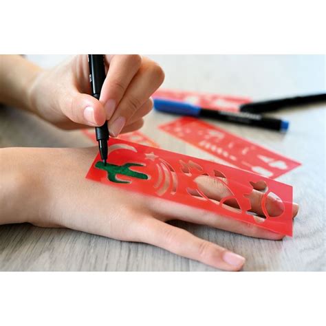 Eberhard Faber ტატუს დასახატი ნაკრები 4 ცალი შაბლონი ფორმებით Veli Store