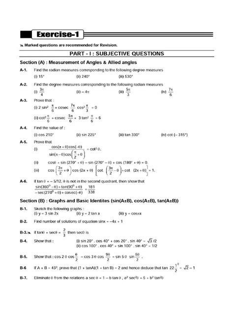 Trigonometry Assignment Pdf
