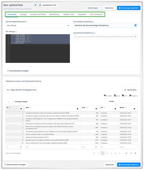 Editierbare Mysql Tabelle In Wordpress Beitrag Mit Plugin Wpdatatables