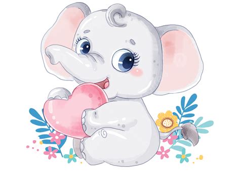 귀여운 코끼리 코끼리 수채화 수채 Png 일러스트 및 Psd 이미지 무료 다운로드 Pngtree