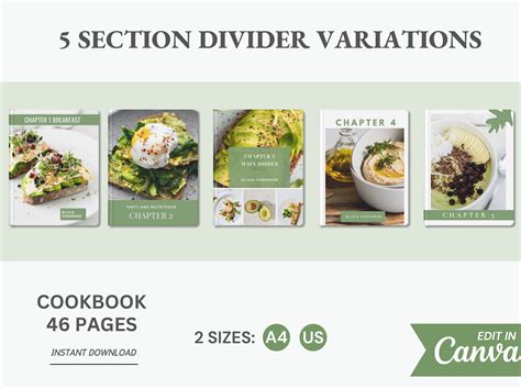Cookbook Template Recipe Book Template Editable Canva Ebook Recipe Card Meal Planner Recipe Page