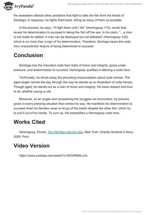 Hemingways Code Hero In The Old Man And The Sea Traits And Definition