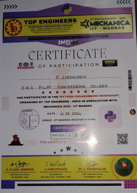 Pythonprogramming Workshop Iitmadras Topengineersindia Sindhu Devi