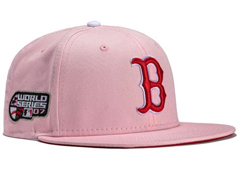 New Era X Hat Club Boston Red Sox 2007 World Series Patch Strawberry Jam 59fifty Fitted Hat Pink