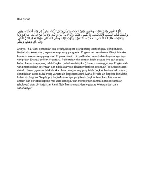Doa Kunut Lengkap Dan Arti Pdf