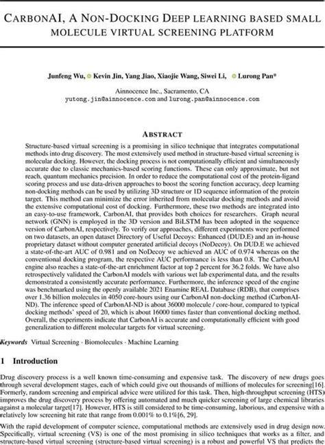 Eric Feuilleaubois Ph D On Linkedin Carbonai A Non Docking Deep Learning Based Small