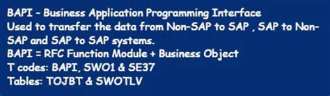 Sap Abap Important Notes About Bapi Business Application Programming