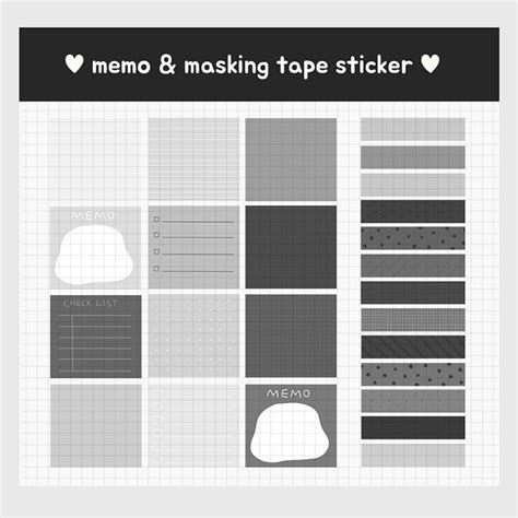 메모and마스킹테이프 스티커블랙 위버딩