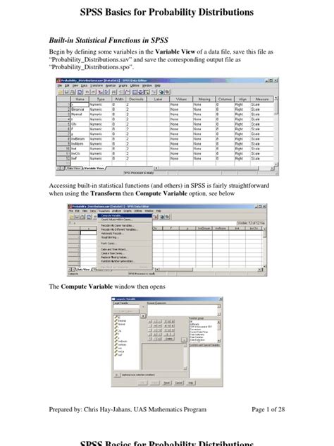 Spss Basics Probability Distributions Pdf Normal Distribution