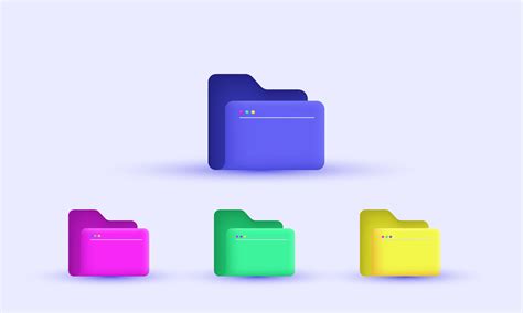 Illustration Set Collection Folder Colorful Vector Icon 3d Symbols