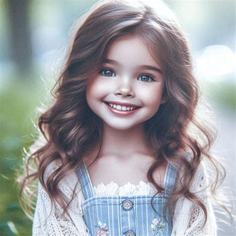 Joyful And Beautiful Happy Small Girl Premium Ai Generated Image