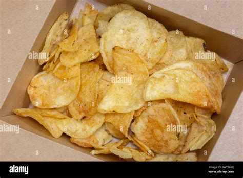 Crisps Potato Chips Salt And Vinegar Flavour In A Card Carton Box